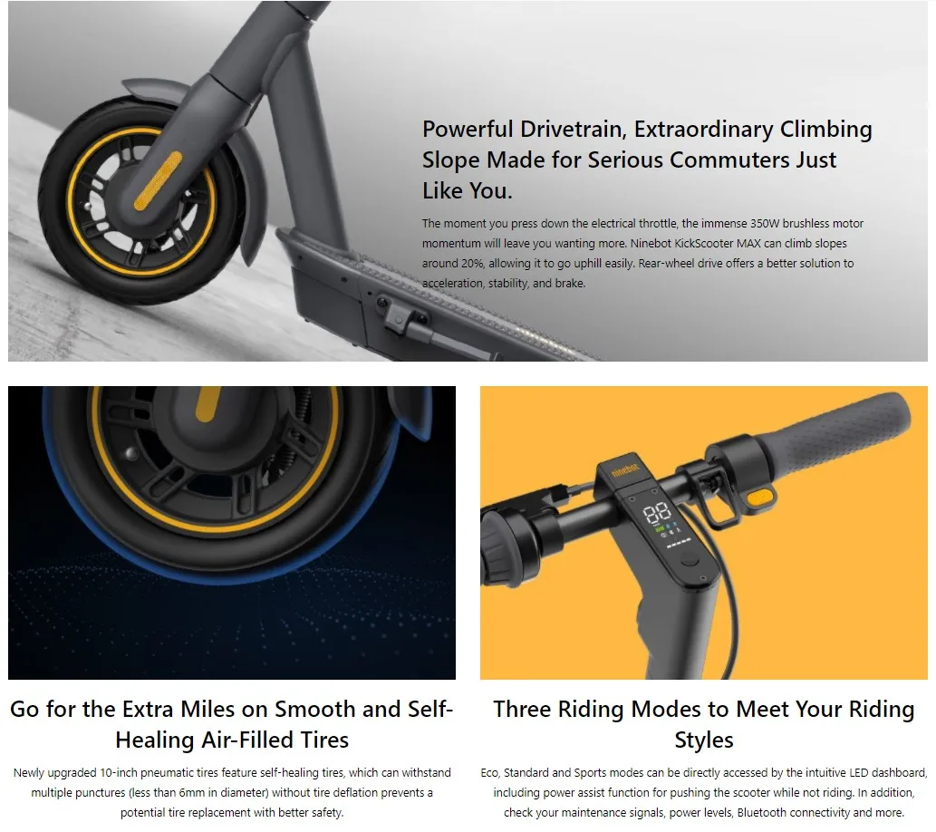 Segway Ninebot Max G30 Electric Kick Scooter Max Speed 18.6 Mph Long ...