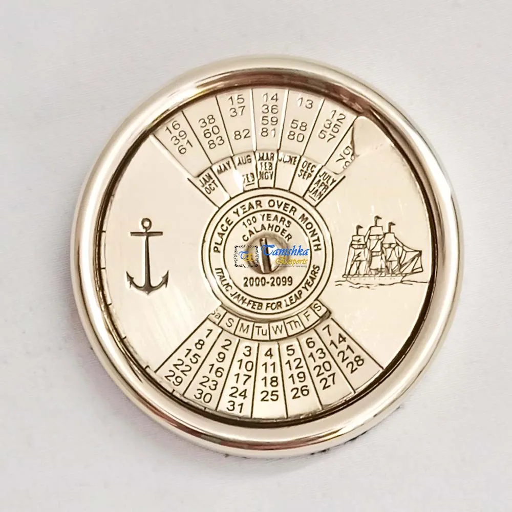 Vintage Brass Nautical Navigation Calendar Compass 100 Years And World ...