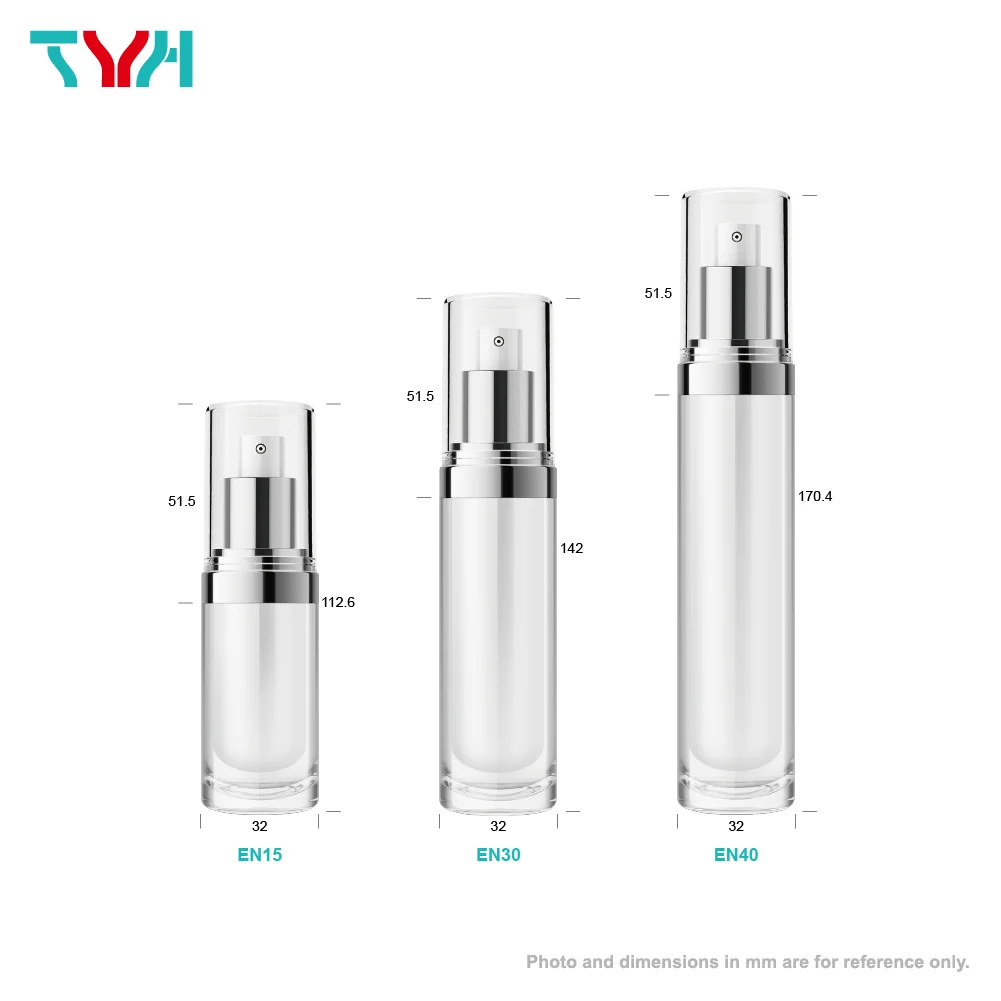 15ml 30ml 40ml Pmma Luxury Acrylic Round Plastic Empty Double Wall Bottle W/ Pp Pump Sprayer ...