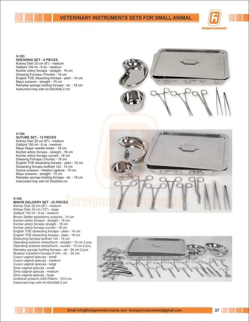 Veterinary Instrument Eight Pieces Dissecting Set Made Of German ...