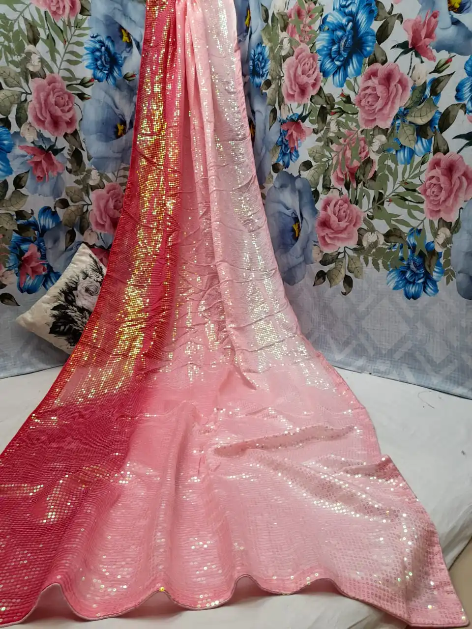 Bollywood Style Sequence Work Shaded Georgette Party Wear Saree With Fancy Blouse - Buy ...