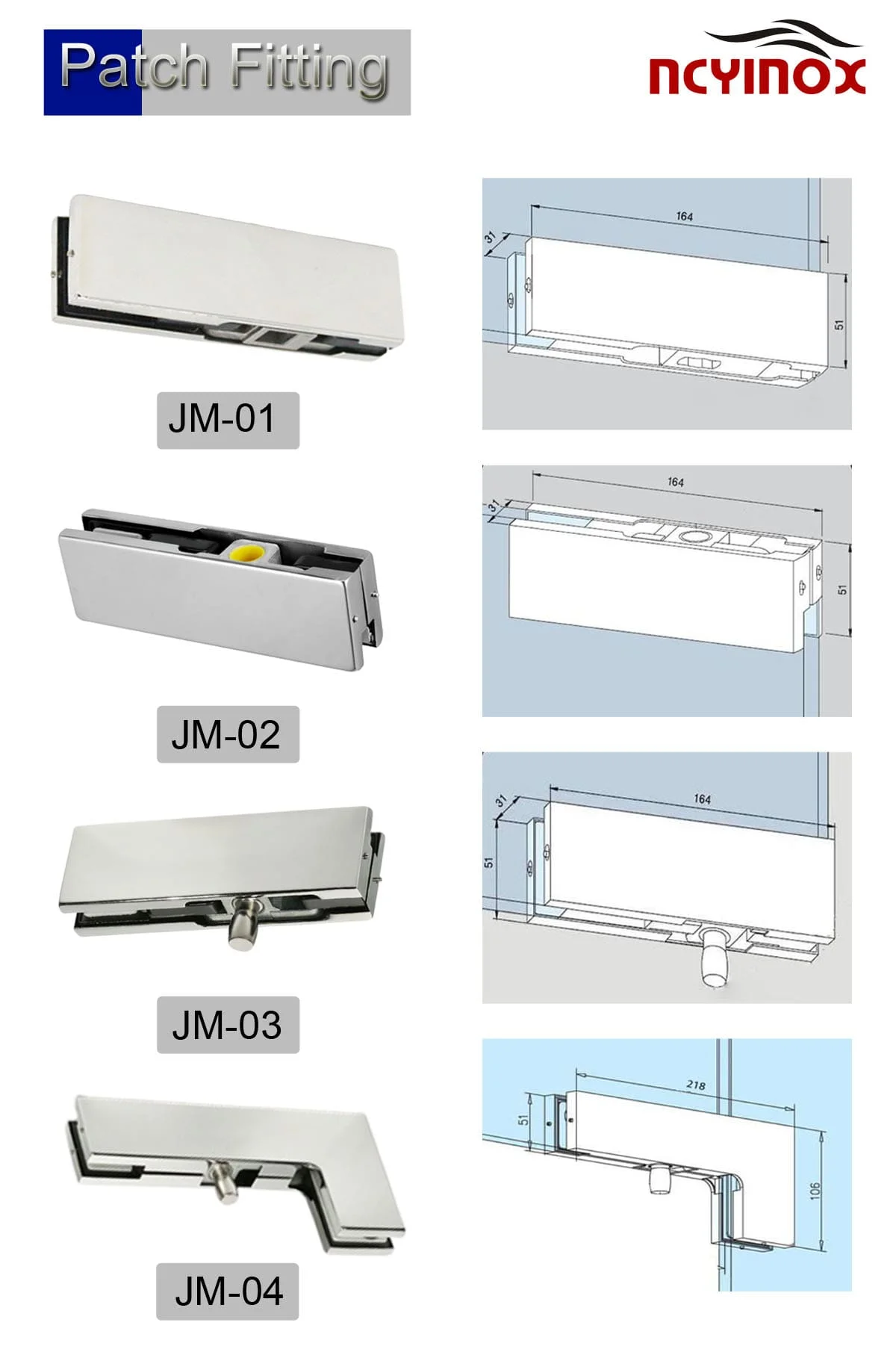 Stainless Steel Main Glass Door Clamp Aluminum Body Top Patch Fitting - Buy Stainless Steel ...