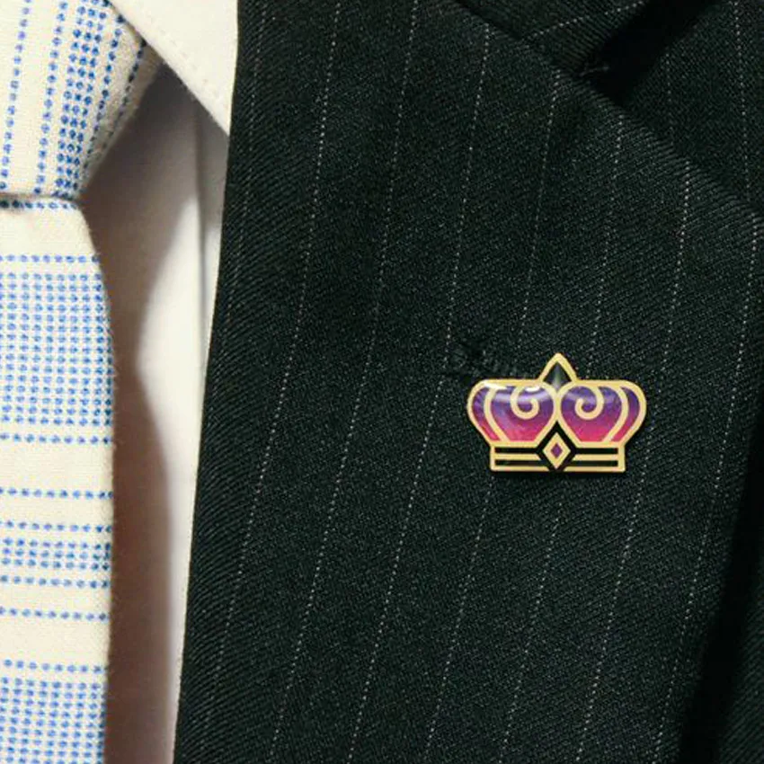 Personalized Custom Gold Plated Victoria Queen Rhinestone Crown Lapel Pin