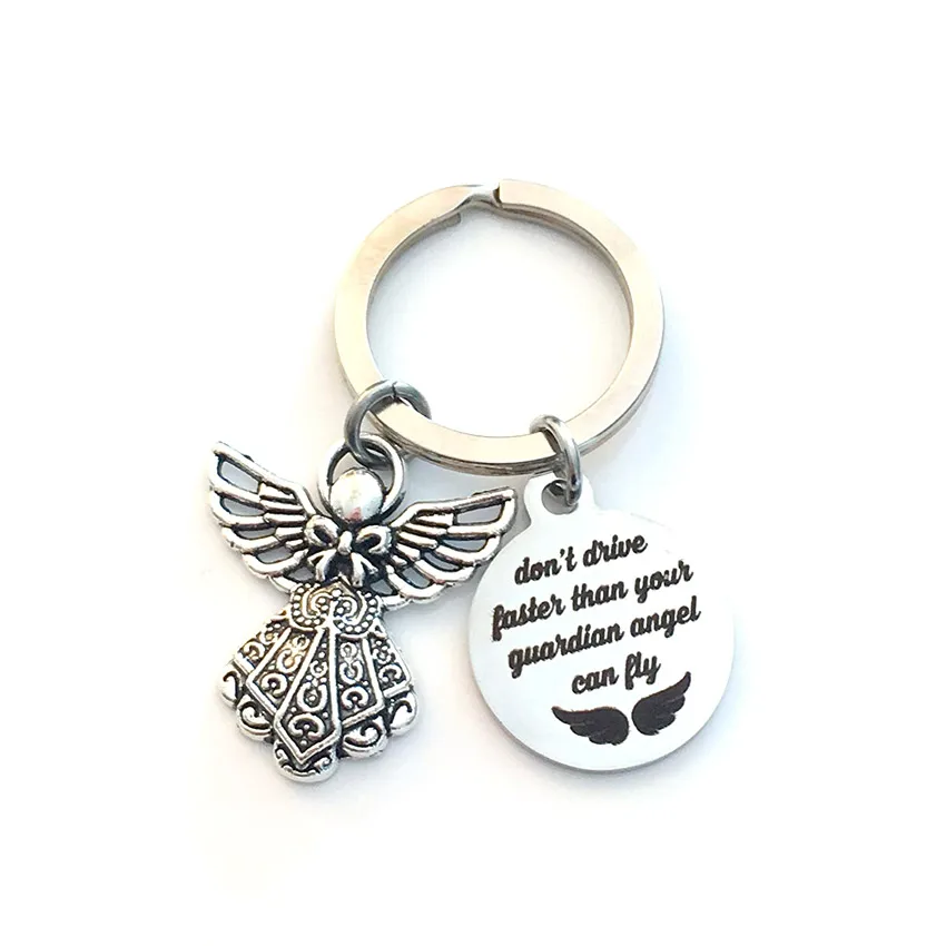 Christian Silver Wings - Custom Guardian Angel Keychain