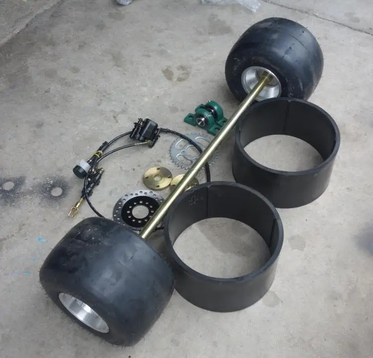Full Set Go Kart Axle 1040mm 1M Rear wheel axle rim tire axle kit with ...
