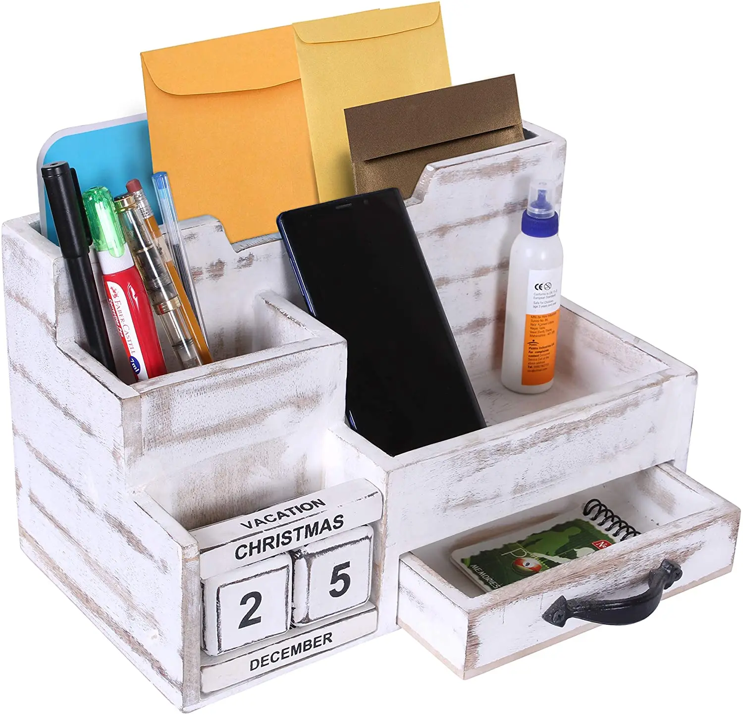 Rustic Wood Desk Organizer Wooden Desktop Organization Set Mail ...