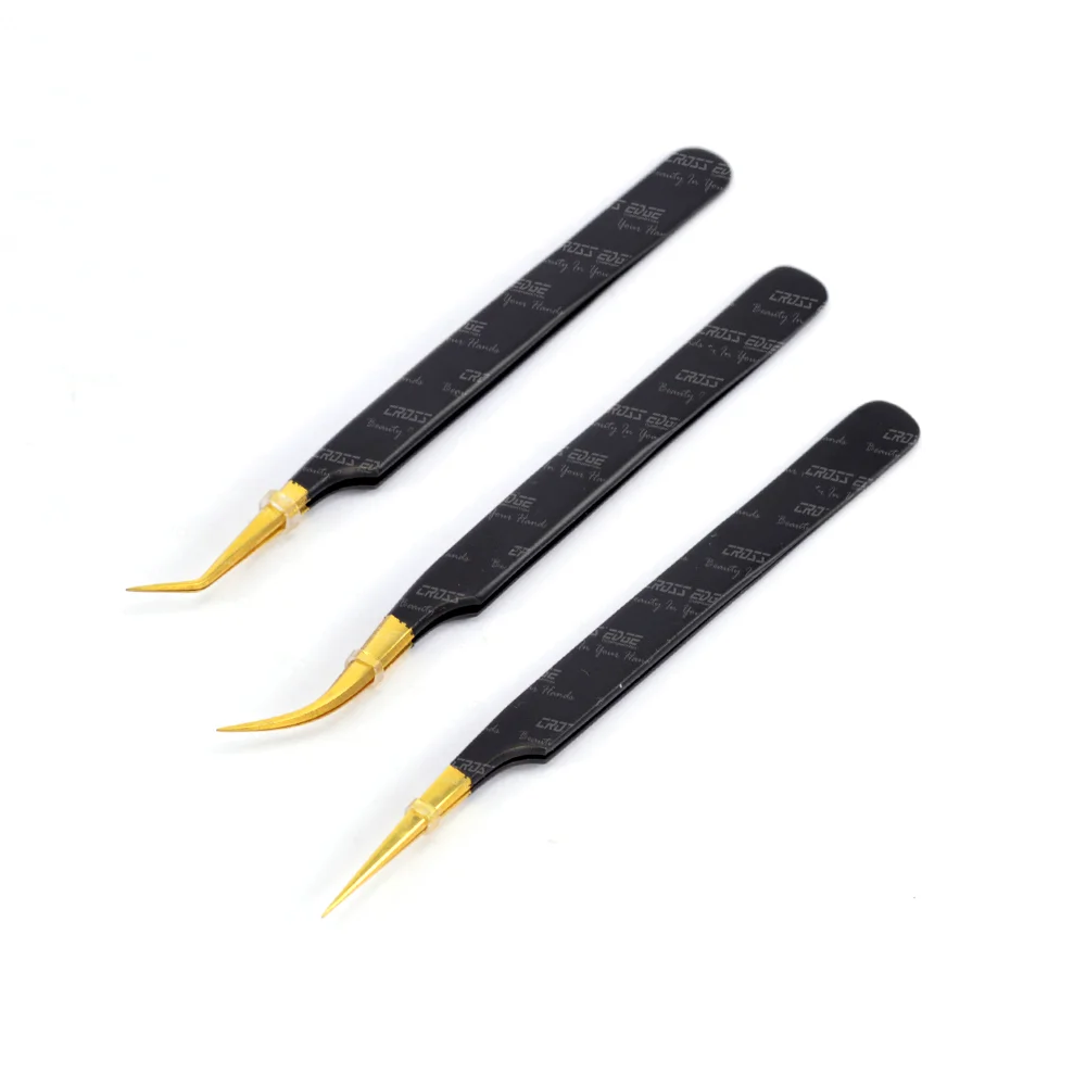 Private Label 45 75 90 Degree L Shape Fiber Tip Tweezers Eyelash ...