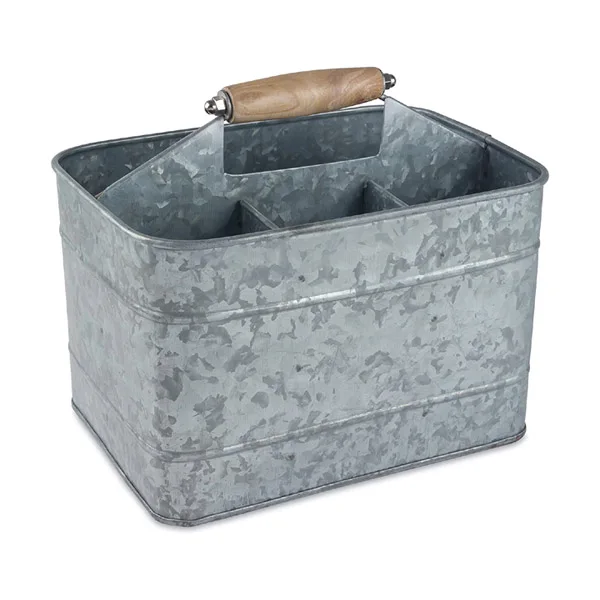 Kitchen Utensils Holder Rectangle Shape Galvanized Finished Metal Caddy ...