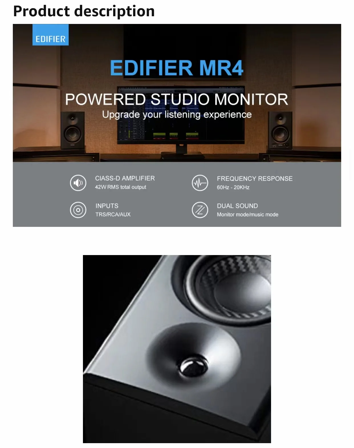 Edifier mr4 studio monitor speakers 4 inch Active HIFI sound Audio speaker pair professional ...