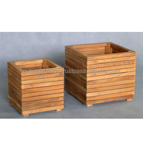 Teak Wooden Planters - Stylish Outdoor Garden Accessories