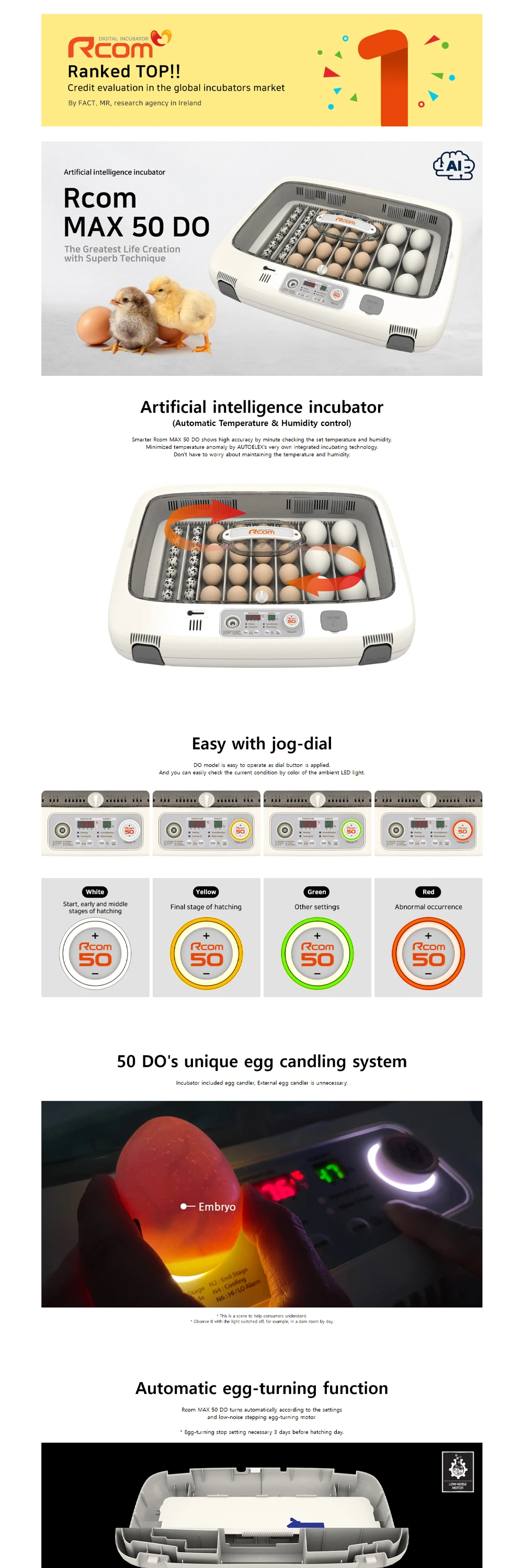 Rcom MAX 50 DO Chicken Incubator - Multifunctional & Efficient