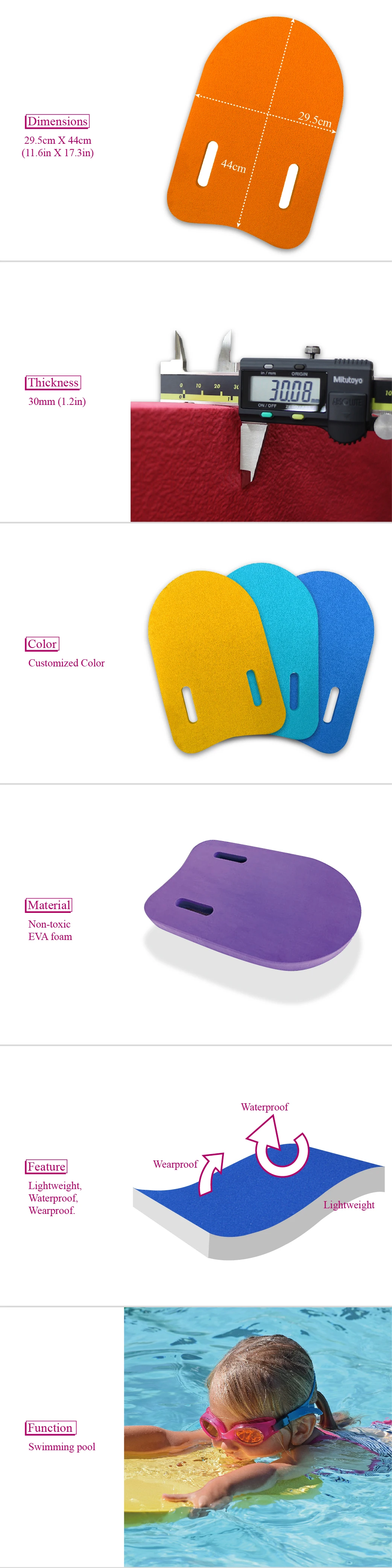 Kickboards De Natación Personalizados Con Ángulo De Chaflán - Buy ...