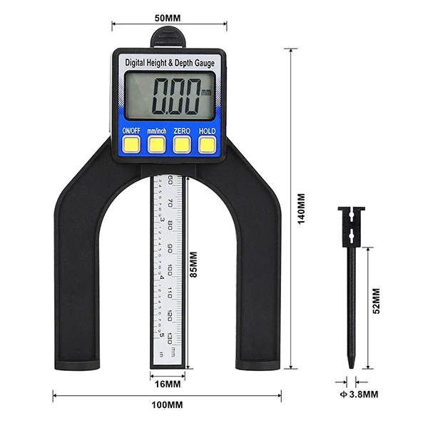 Digital Mini Angle Finder Height & Depth Gauge 0-80mm Range with ...