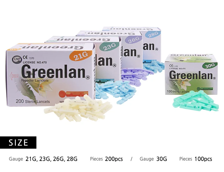 Greenlan Lancet Needles 21g/23g/26g/28g/39g Finger Lancing Devices ...