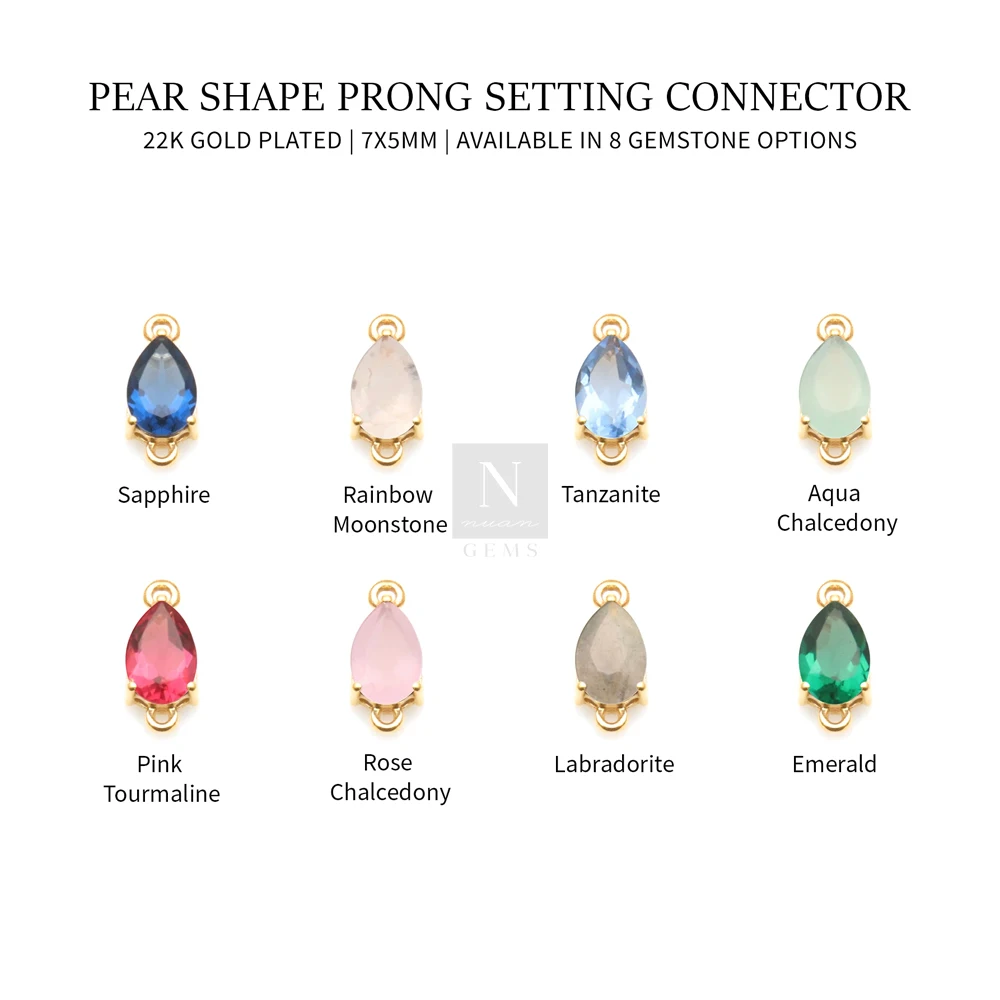 Single Loop Pear Shape Gemstone Charms Connector Pendants For Jewelry ...