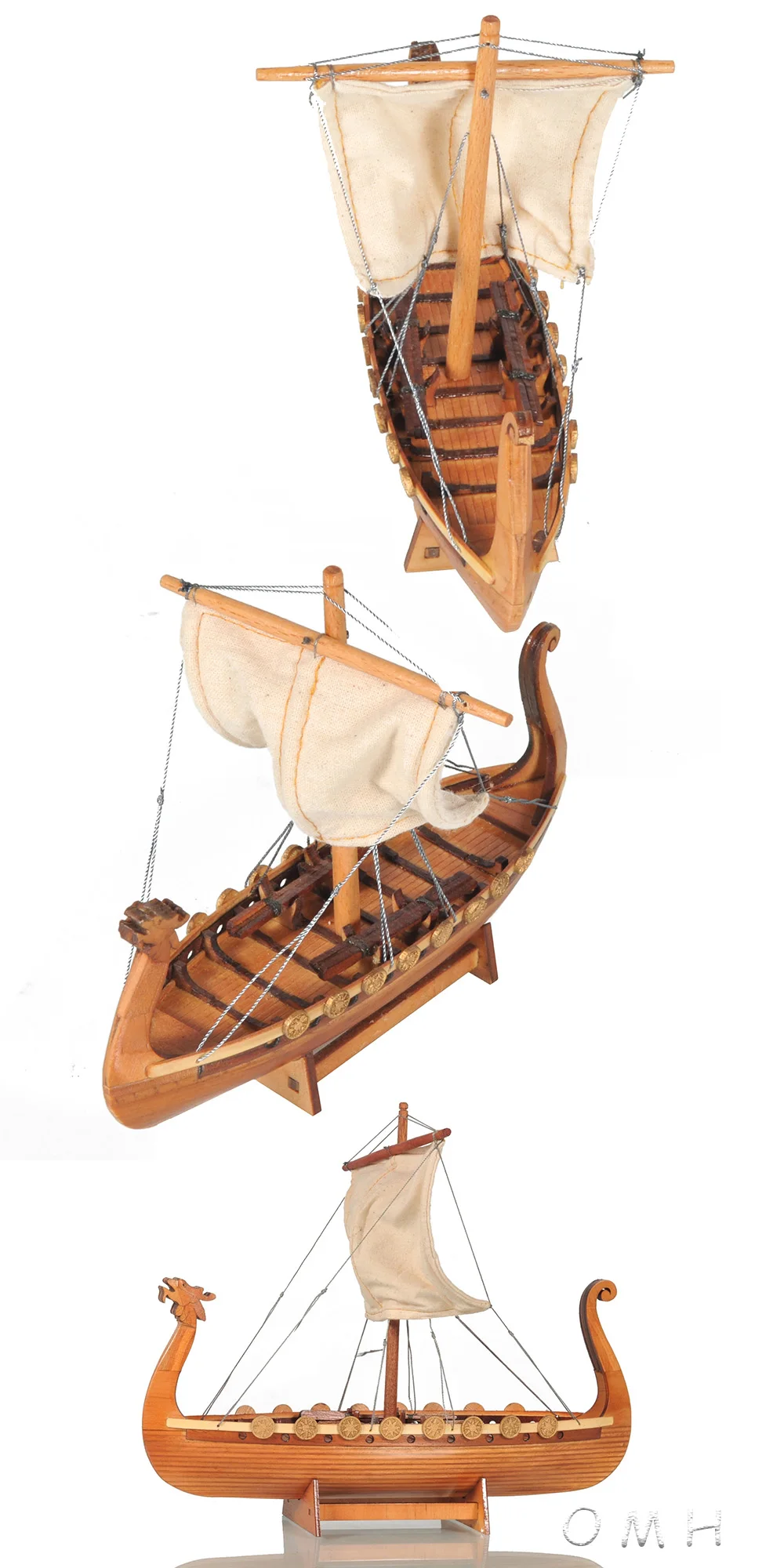 Drakkar Viking Model Ship 15 cm - Handcrafted Cedar Nautical Display ...