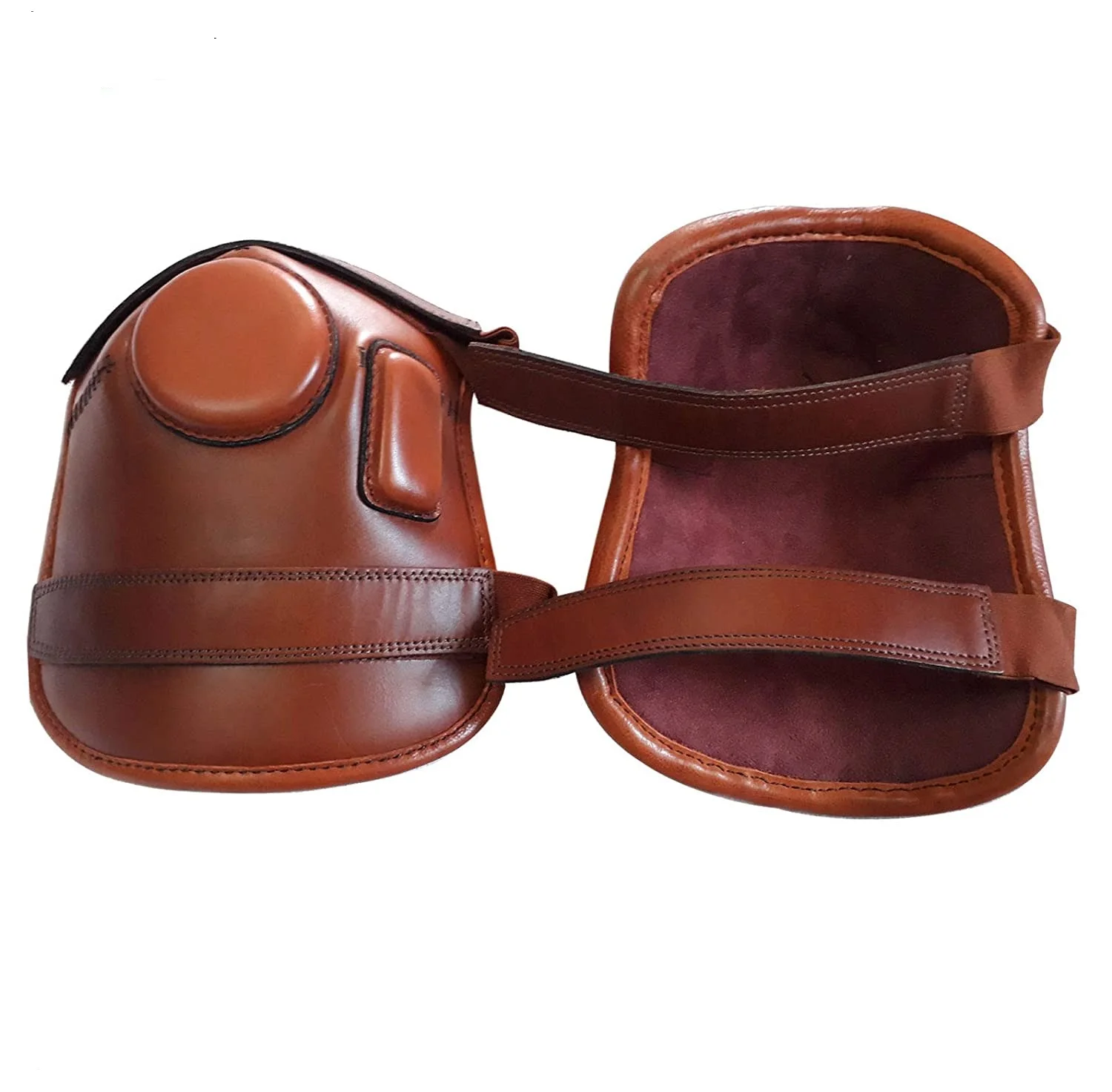 3 Strap Polo & Ridding Knee Guards Leather Soft Padded For Injury ...