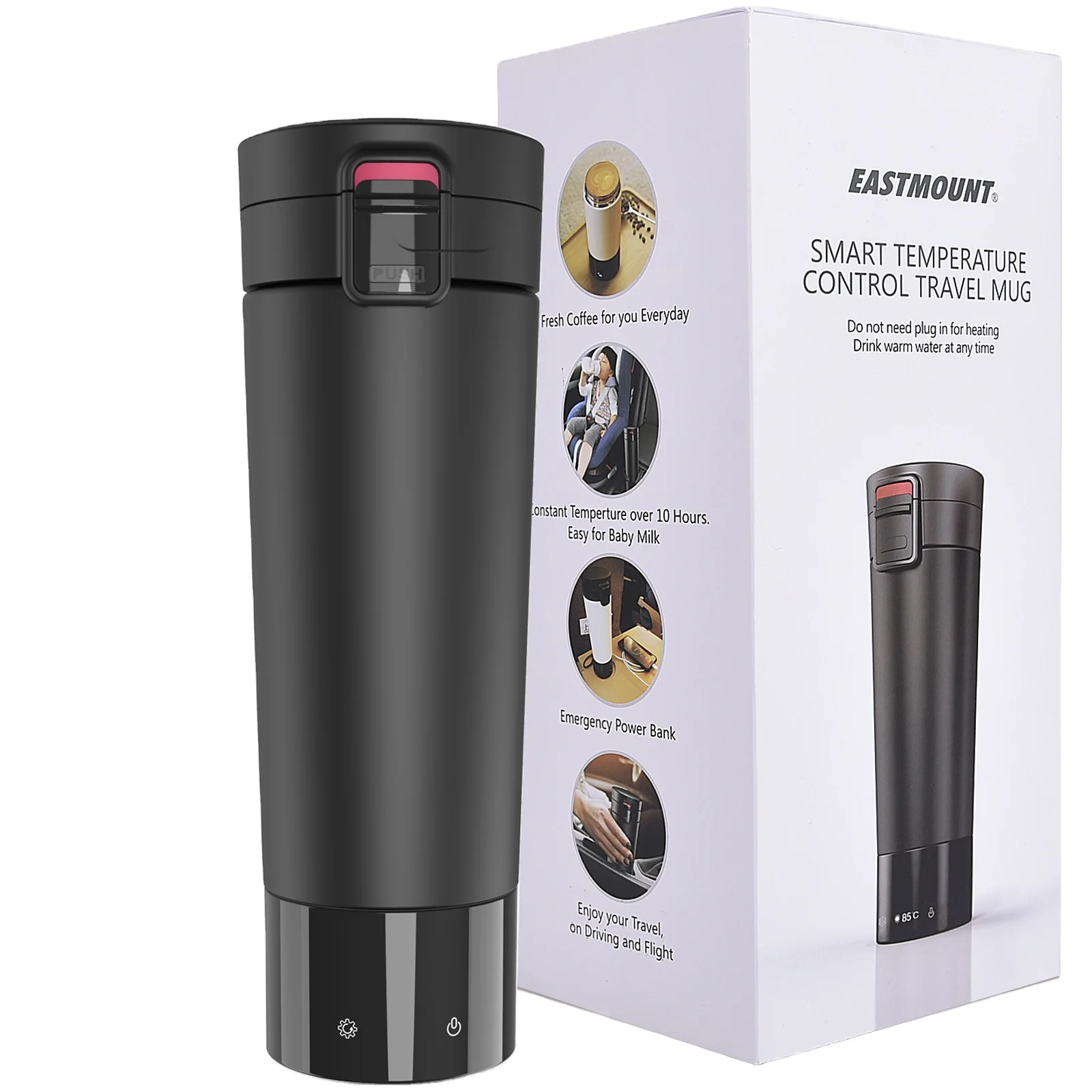 Redsalmon Heated Coffee Mug And Lithium Battery Heating Temperature ...