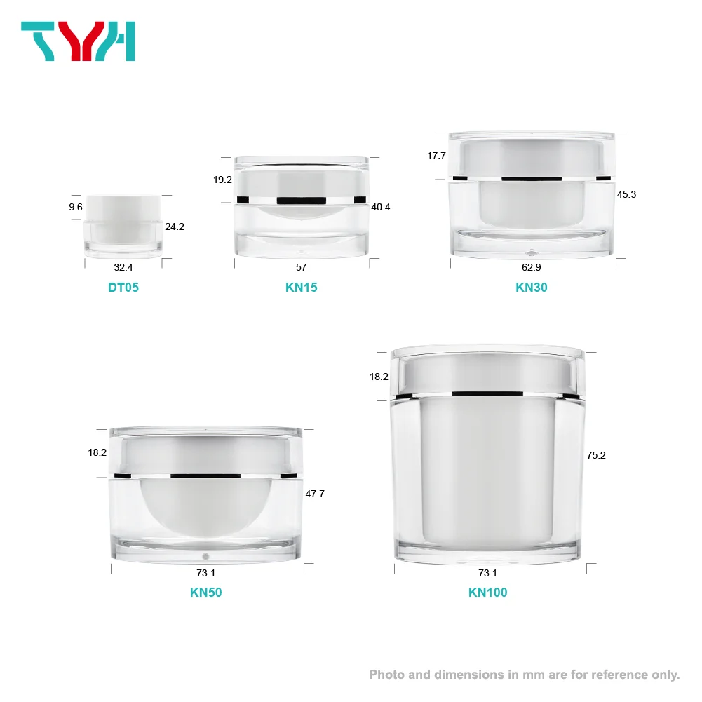 20ml PMMA Acrylic Clear White Round Double Wall Plastic Cream Jar for ...