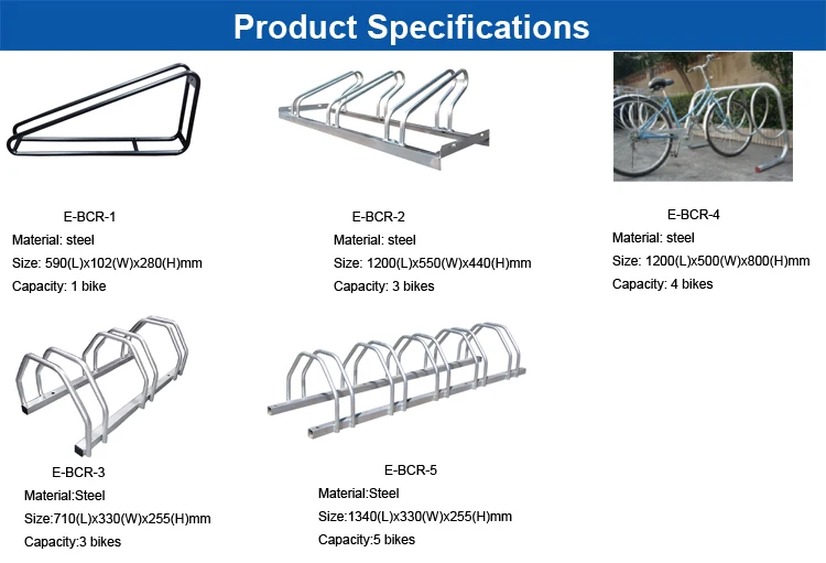 U Shaped Rack Standing Steel Bike 3 Place Stand Floor-mounted Bicycle ...