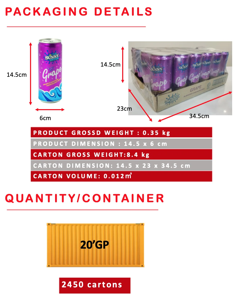 Hot Selling Ooh Sunny Carbonated Orange Fizzy Soft Drinks Slim Can ...