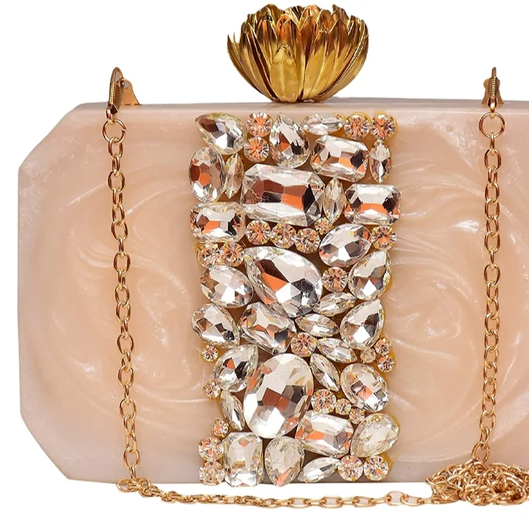 Indian Metal Clutch Bags - Acrylic Resin Vintage Design