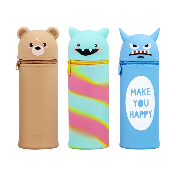 Monster Retractable Silicon Pencil Case Stand Up Pen Holder Storage Box ...