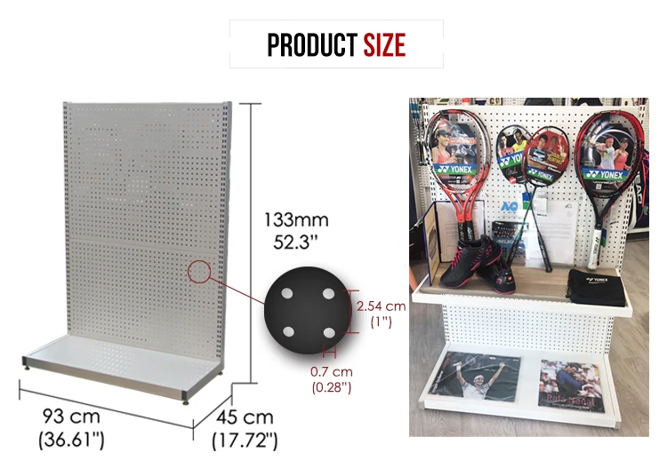 Badminton Sports Shop Pegboard Counter Display - Customizable