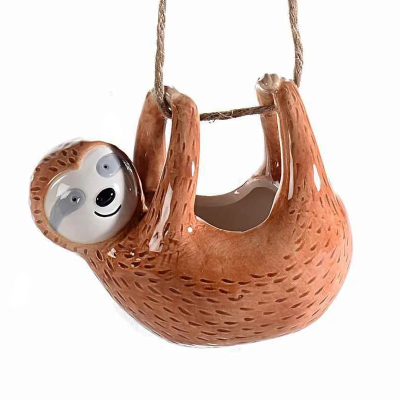 Hot Selling Cute Ceramic Sloth Plant Pot Hanging Pot Planter For Home ...