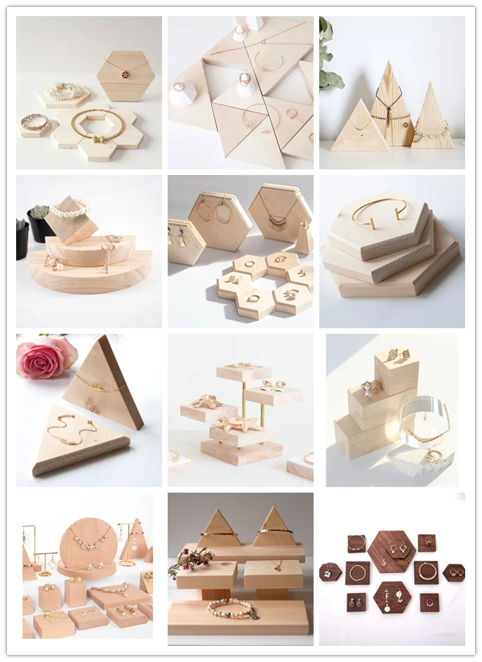 Natural Wood Cutout Shaped Block Jewellery Coasters Wooden Jewelry ...