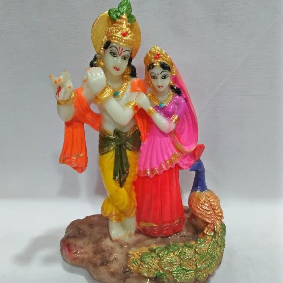 Gott Krishna Mit Radha Antikes Indisches Kalighat Gemälde Von