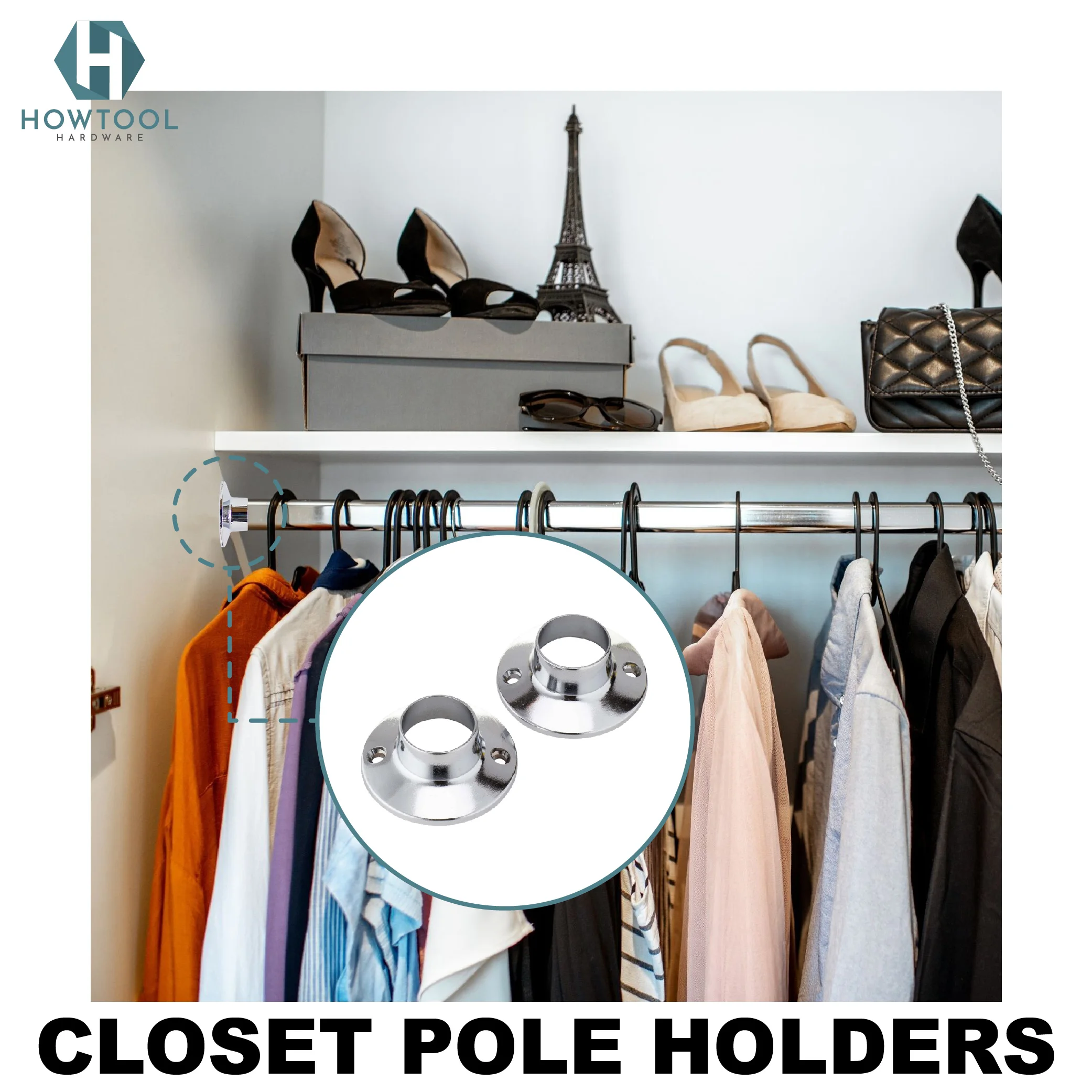 Stainless Steel Rod Socket Flange - Durable Closet Support