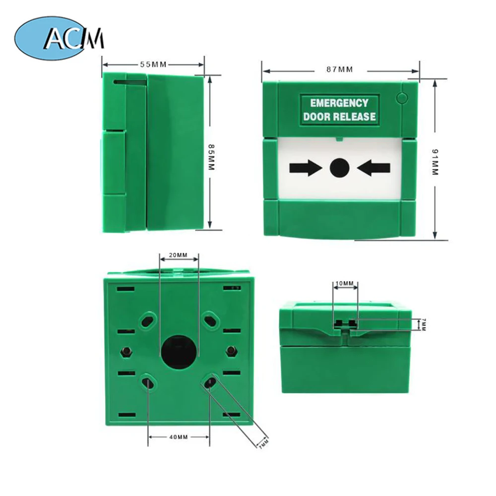 Green Glass Resettable Break Alarm Button Press Fire Alarm Emergency ...