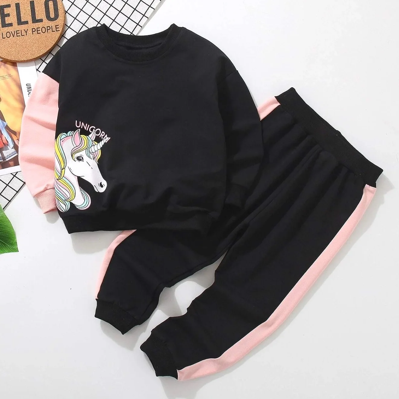 Unicorn graphic sweatshirt and Jogger set for girls Kids jogging set ...