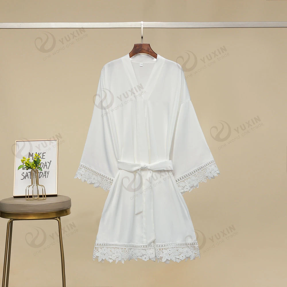 Soft Silk Satin Lace Bridal Robes Bride Silk Lace Bridesmaid Robes Plus ...