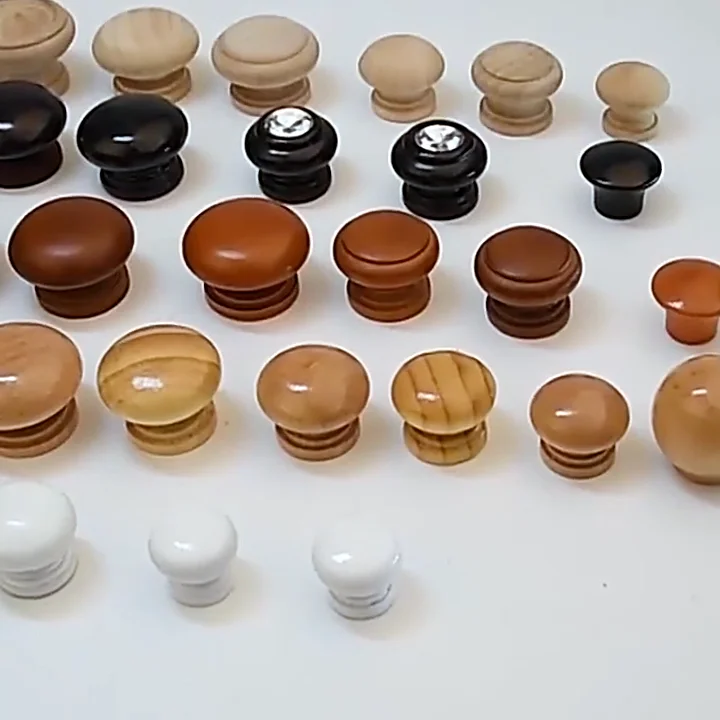 Welltop Round Mushroom Shape Wooden Handles Cabinet Drawer Knobs Drawer ...
