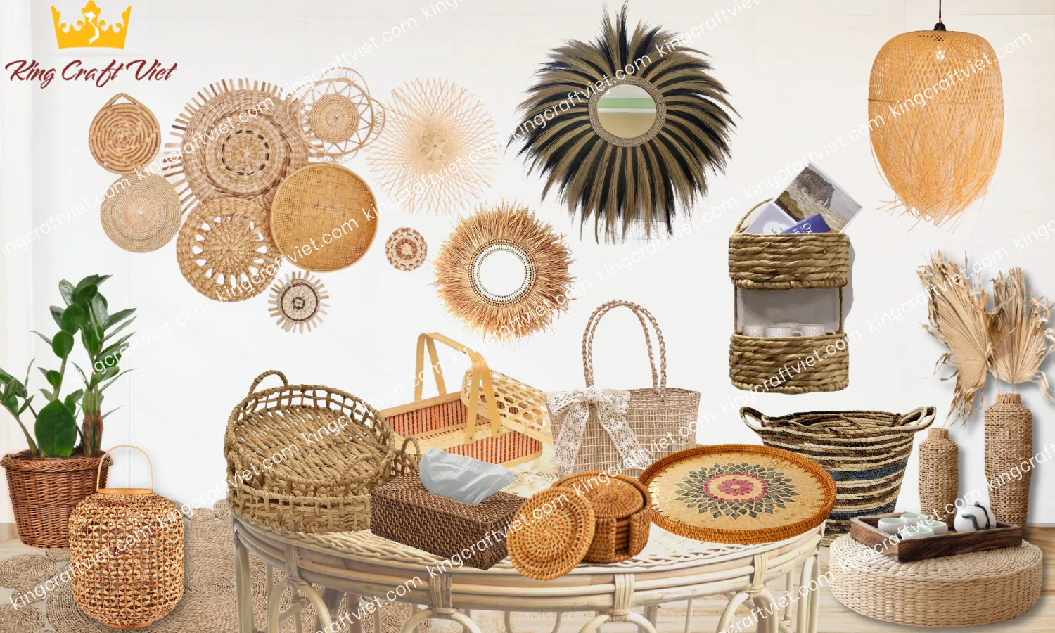 Trending Items Set Of Woven Wall Art Home Decoration Rattan Boho Wall ...