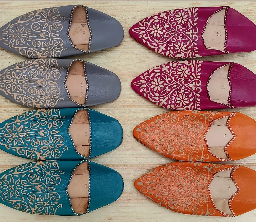 Handmade Moroccan Leather Babouche Slippers - OEM Available