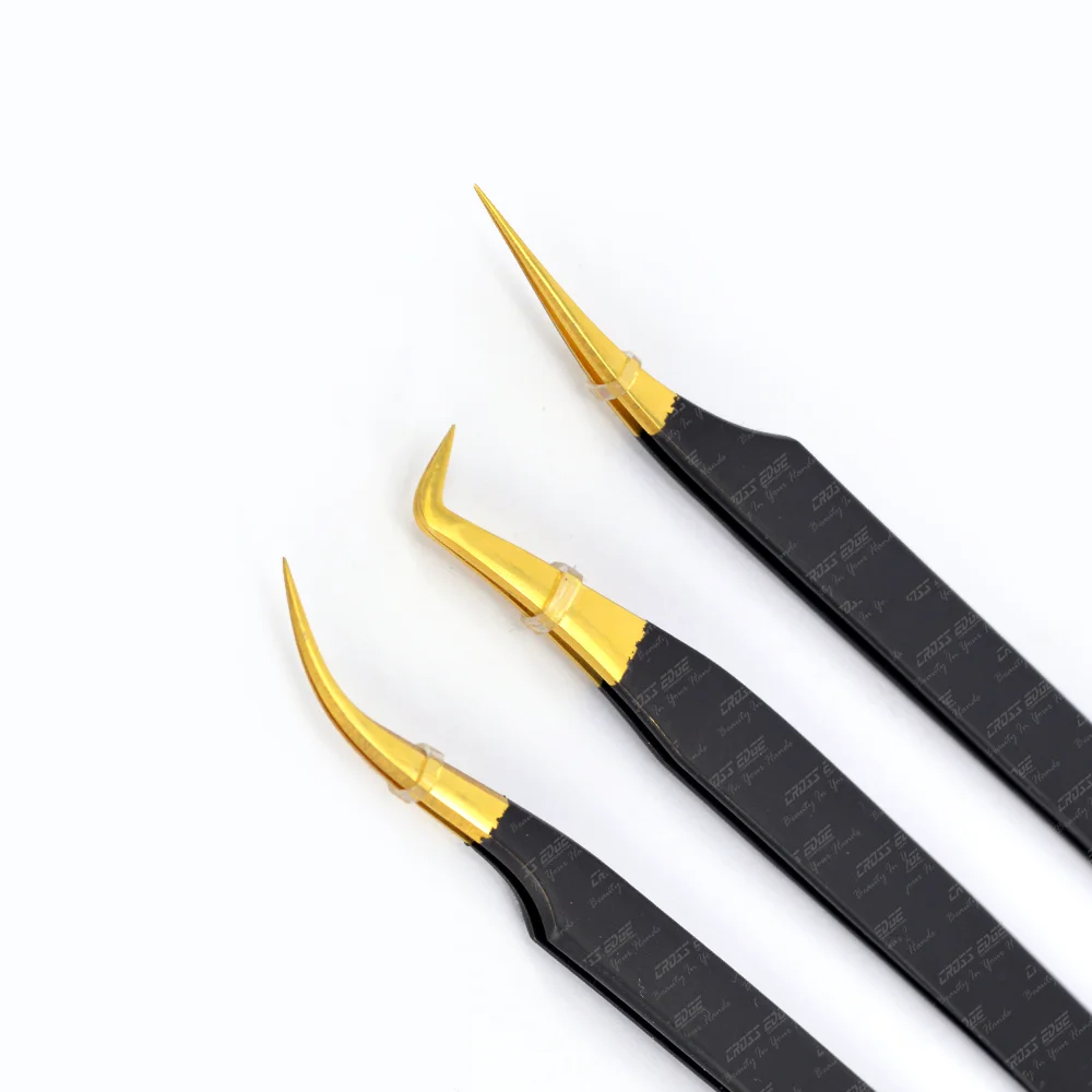 Private Label 45 75 90 Degree L Shape Fiber Tip Tweezers Eyelash ...