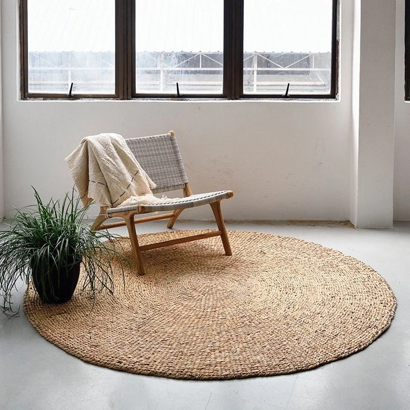 Hand Woven Round Shape Water Hyacinth Area Rug Natural Rugs And Carpet ...