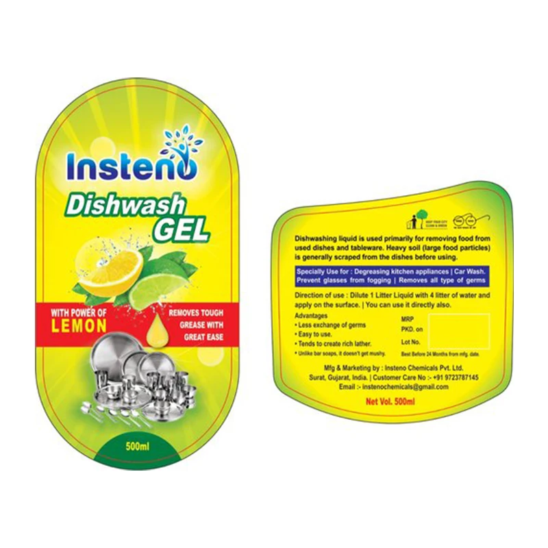 Detergents Sticker Dishwashing Liquid Labels For Plastic Bottles Flat ...