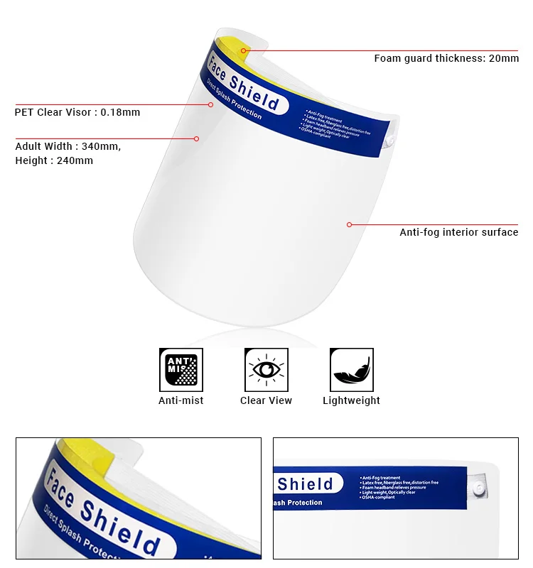 F08 ANSI Z87.1 Made in Taiwan disposable saliva splash protective face ...