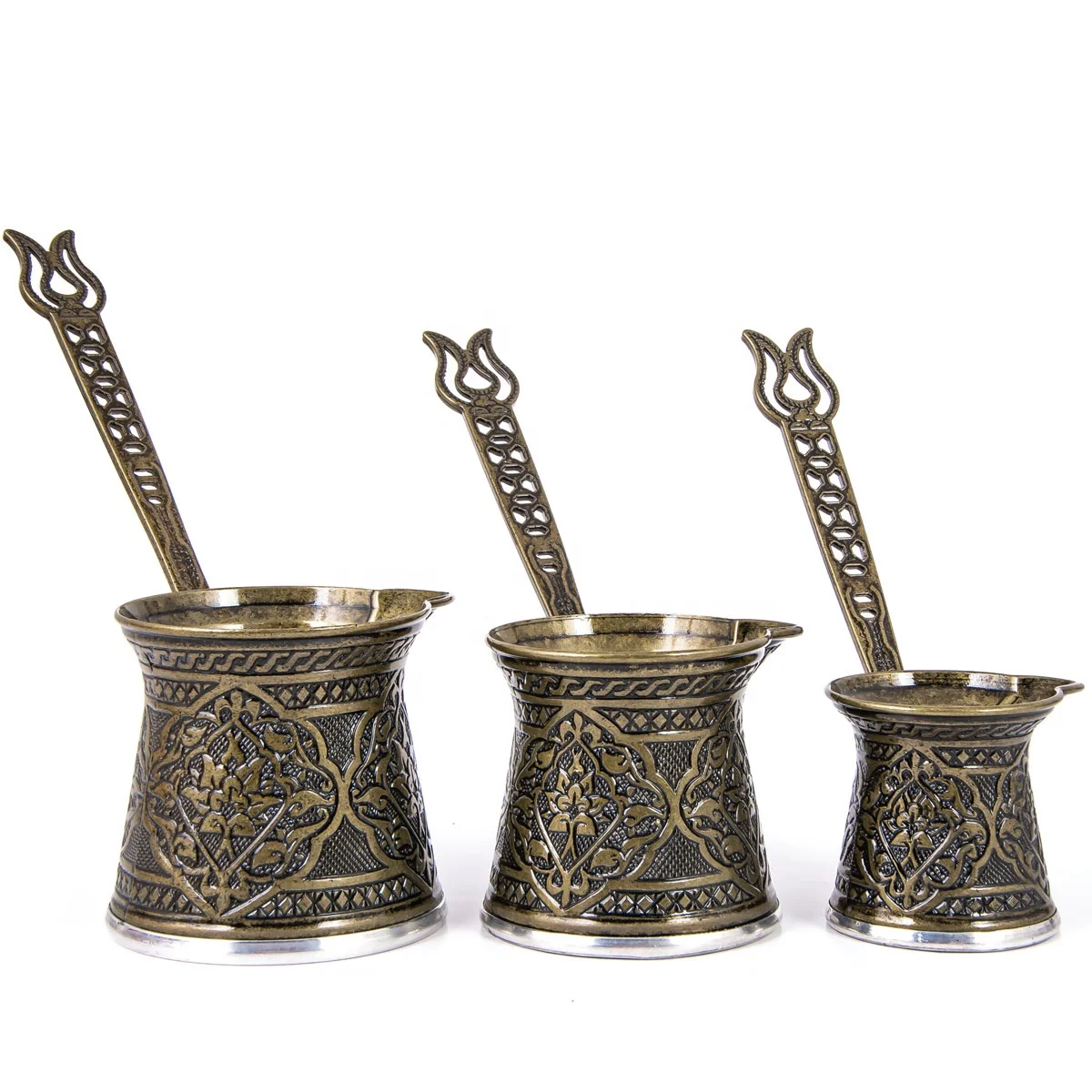 Traditional Turkish Coffee Pot Set of 3 Bronze Color| Alibaba.com
