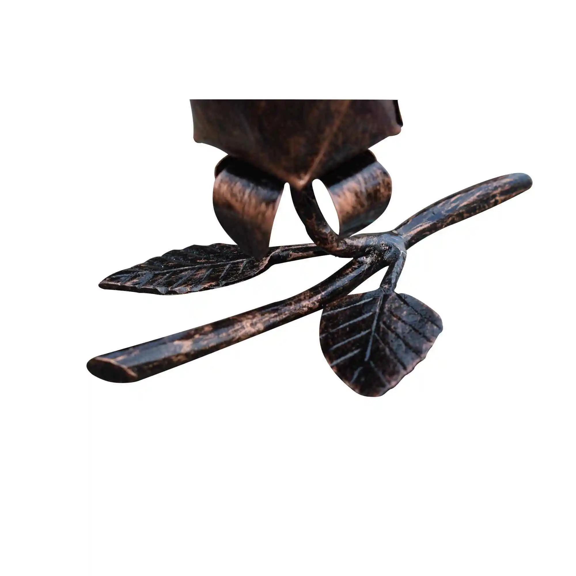 Hand Forged Wrought Iron Artificial Rose Flower Black Powder Coated Eco ...