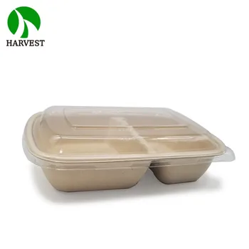 900ml 30oz Disposable Rectangle Bagasse Pulp 2 Compartment Paper Plate - Buy Compostable ...
