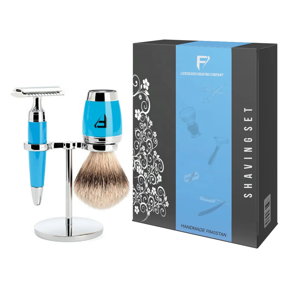 High Quality Shaving Brush Shave Stand And Double Edge Razor Metal Men ...