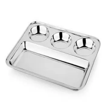 Stainless Steel 5 Compartments Indian Thali Lunch Tray School Fast Food ...
