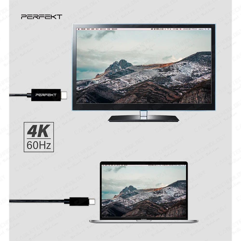 4k Usb-c To Displayport Cable 2m - Buy Usbc To Displayport Cable For ...