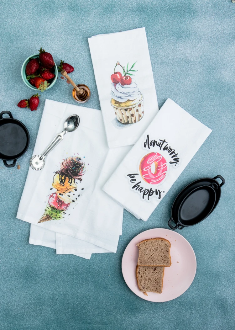 White Flour Sack Dish Towels Blank Tea Towels For Printing Organic ...