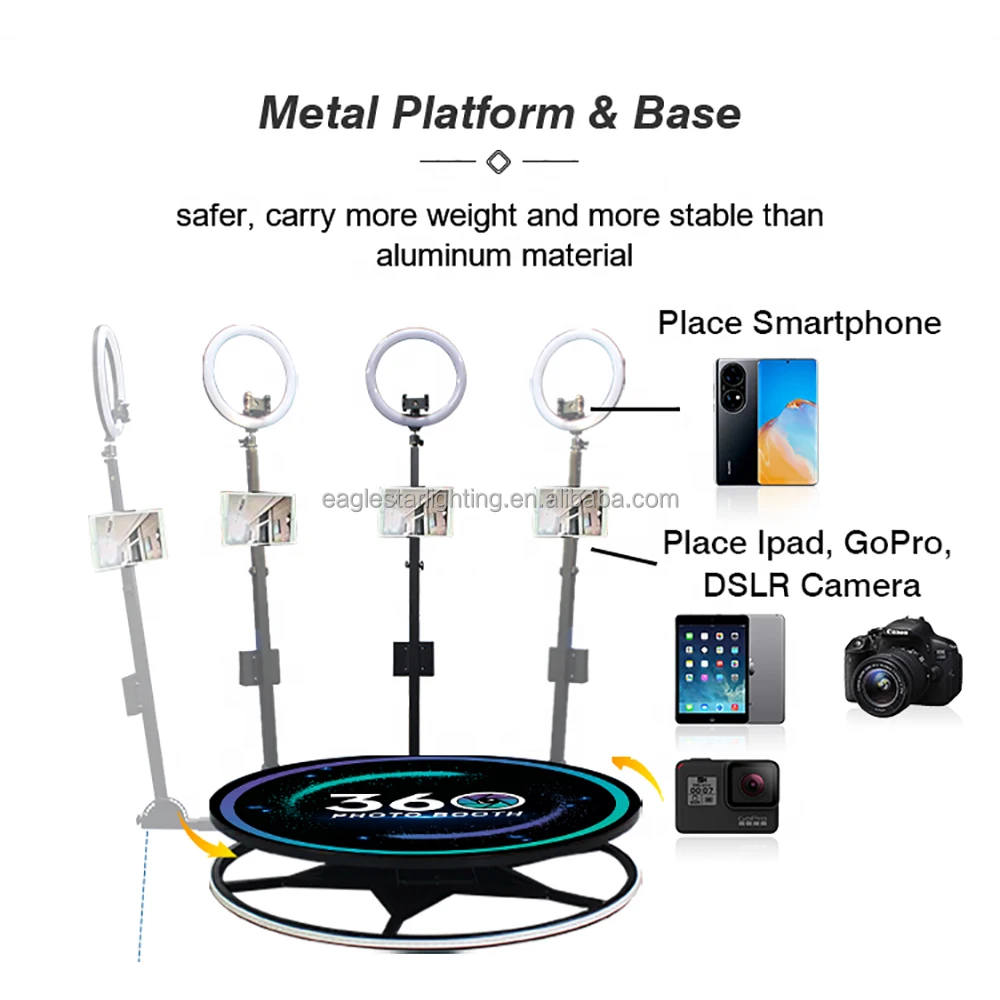 360 Degree Photo Booth Wireless Automatic Rotating Selfie Wedding ...